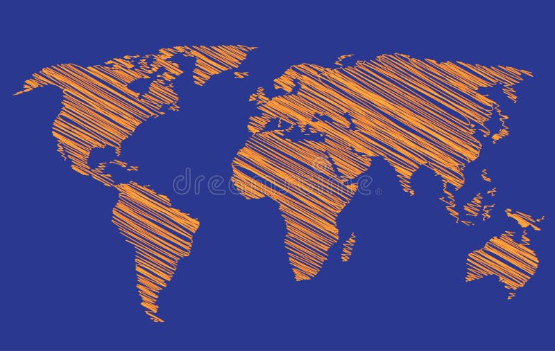 Stylized world map. stock vector. Illustration of blue - 80803419