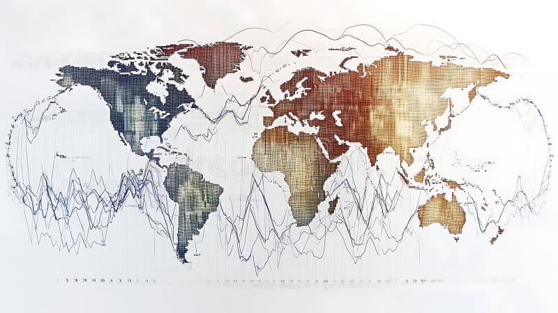 World map visualisation stock illustration. Illustration of continents ...