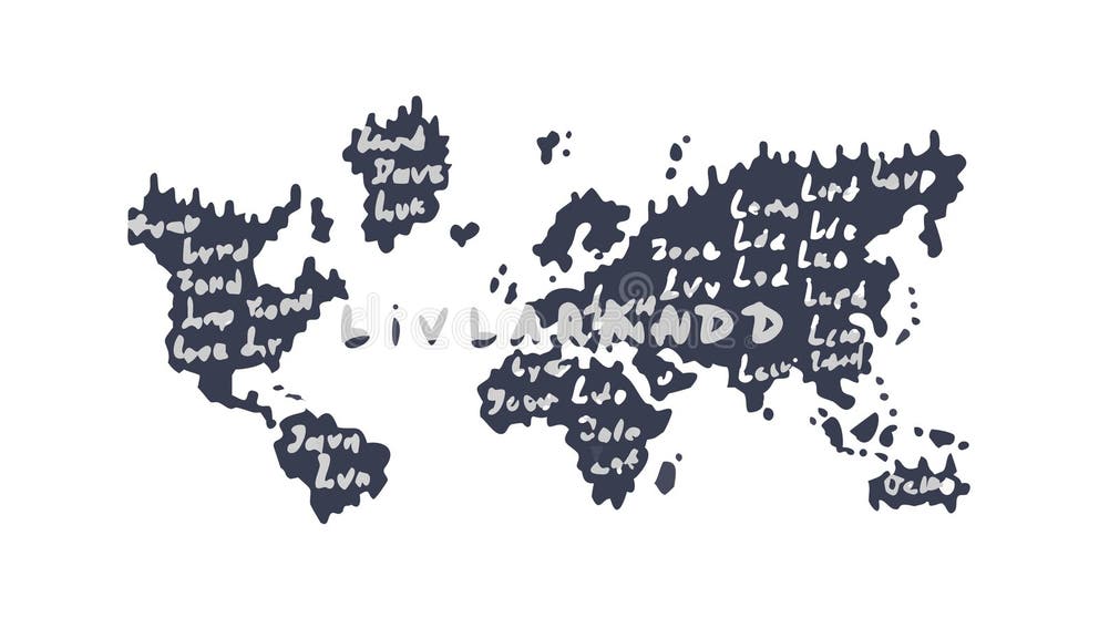 Stylized World Map with Text Overlay, Global Information, Vector Design ...
