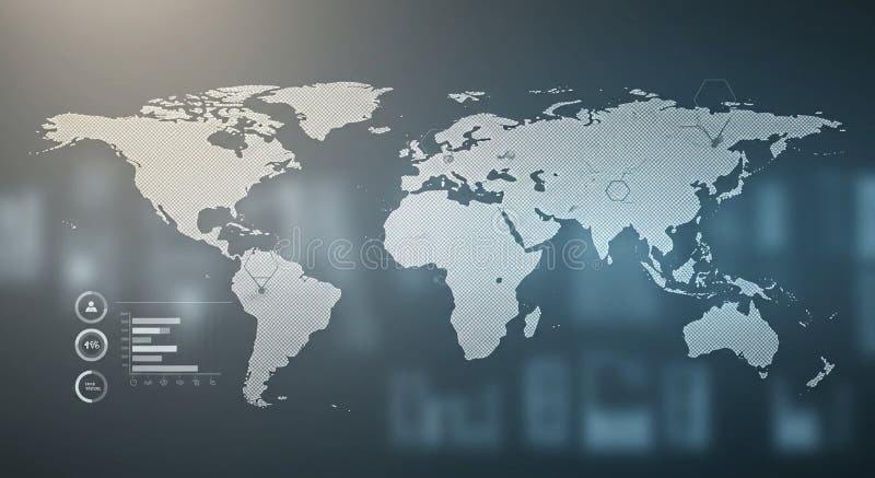 Stylized World Map with a White, Dotted Texture on a Dark Gradient ...