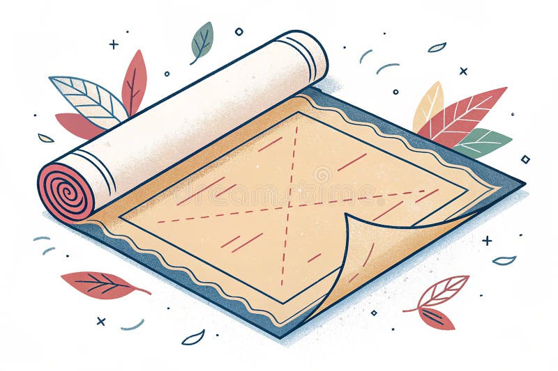 Stylized Wrinkled Square Paper with Rolled Edge in Flat Vector Stock ...