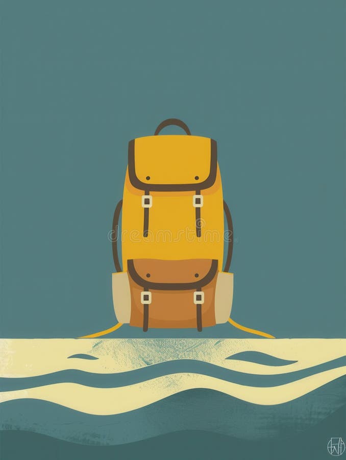 A Stylized Yellow Backpack Sits on a Minimalist Background Featuring ...
