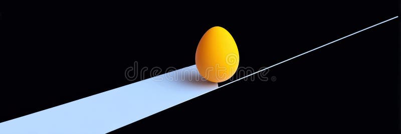 Stylized Yellow Egg Shape Positioned Above a White Horizontal Line on a ...