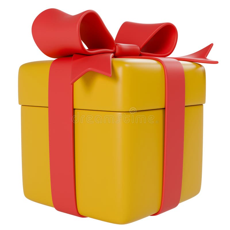 Stylized Yellow Gift Box with Red Ribbon Stock Illustration ...
