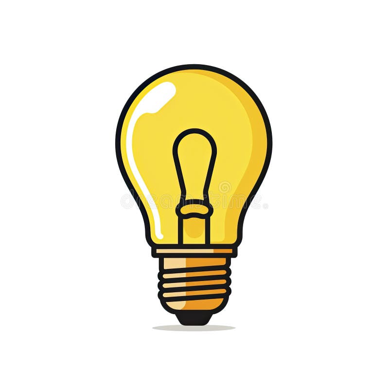 Stylized Yellow Light Bulb Icon Stock Illustration - Illustration of ...
