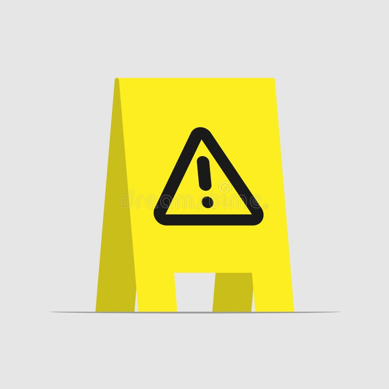 Stylized Yellow Standing Table with Warning Sign Stock Vector ...