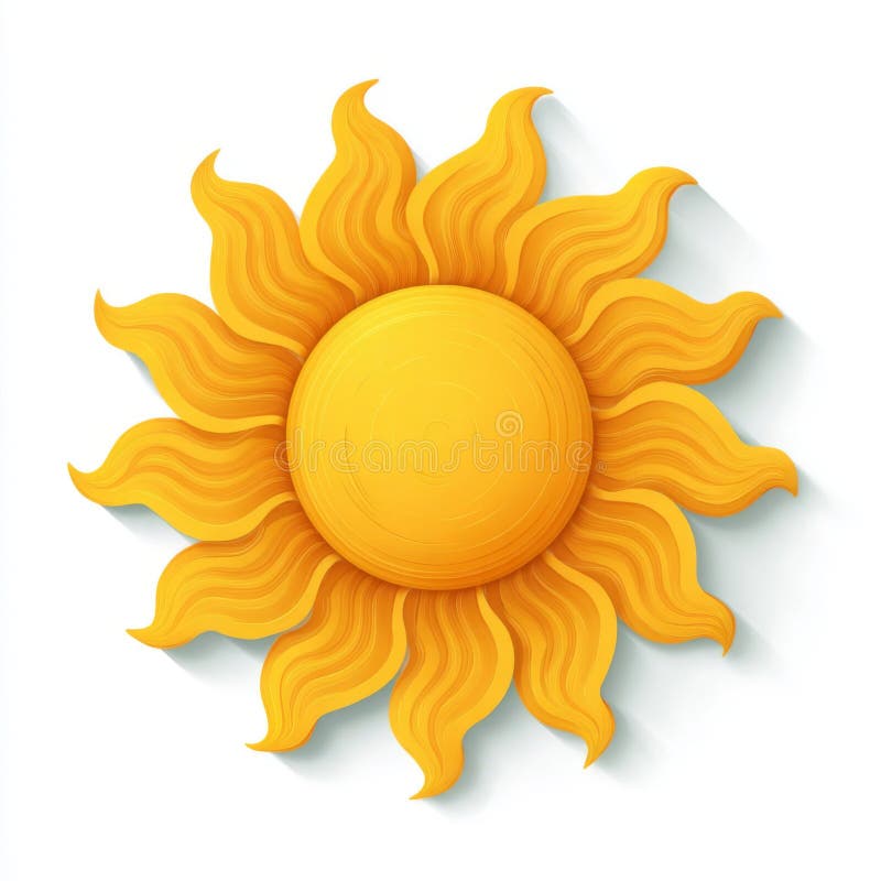 Stylized Yellow Sun Illustration on White Background Stock Illustration ...