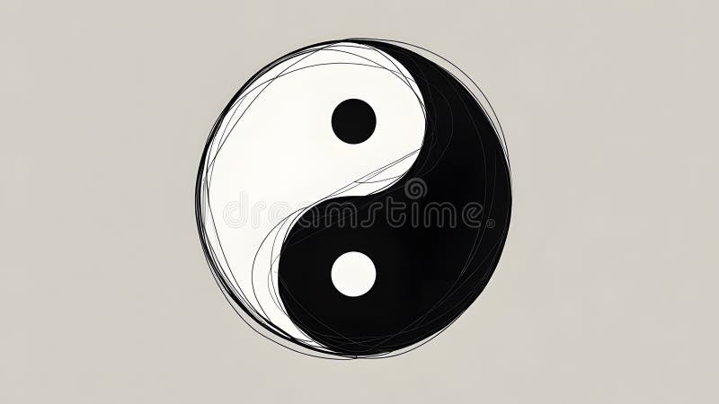 Stylized Yin-Yang Symbol with Intricate Line Work. AI-Generated Stock ...