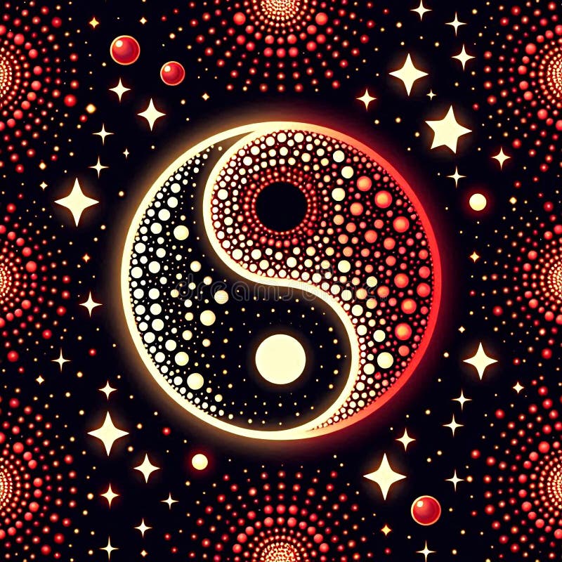 Stylized Yin-yang Symbol Stars Cosmic Patterns Black Background ...