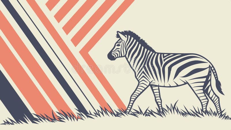 Stylized Zebra in Abstract Striped Background Design Vector Design ...