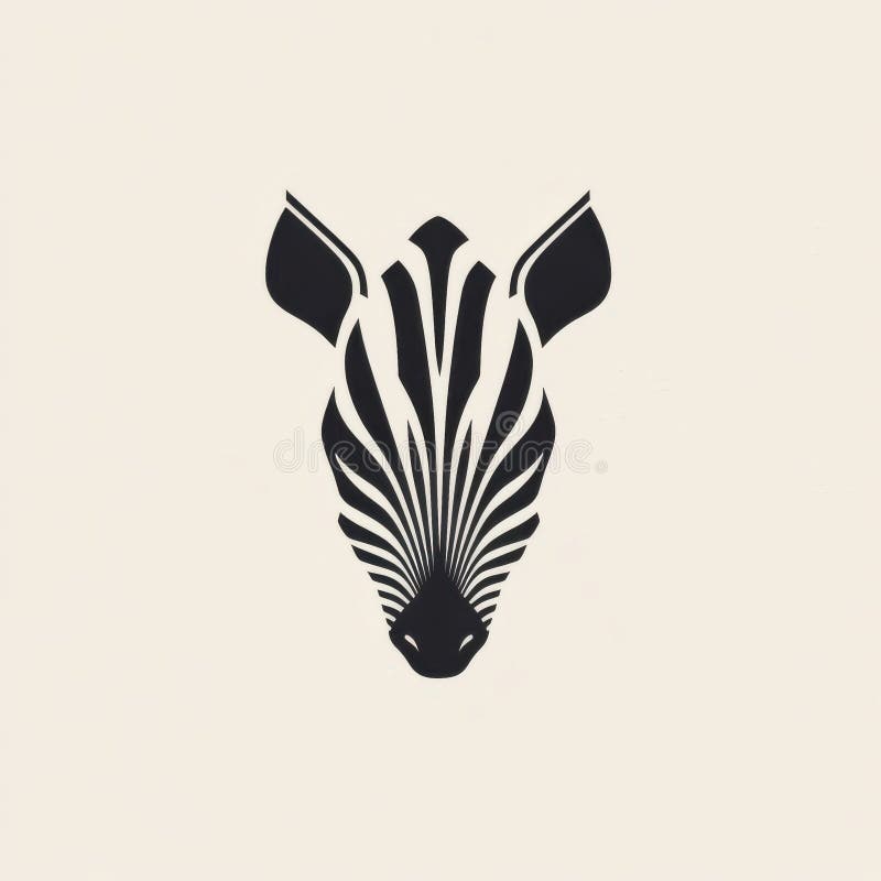 Stylized Zebra Head Black and White Minimalist Design Stock ...