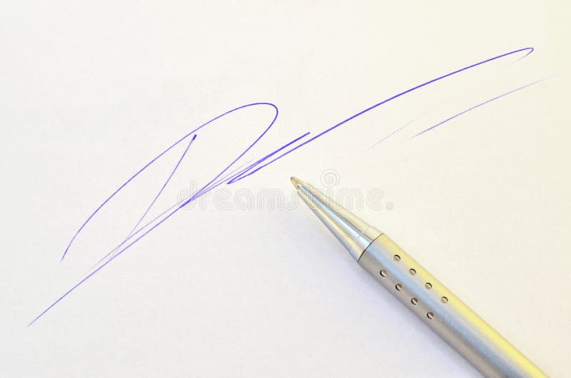 Stylo Bille Et Une Signature Manuscrite Photo stock - Image du agence ...