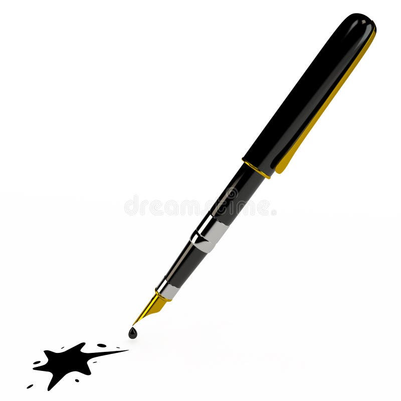 Stylo D'encre Et La Tache, 3D Illustration Stock - Illustration du ...