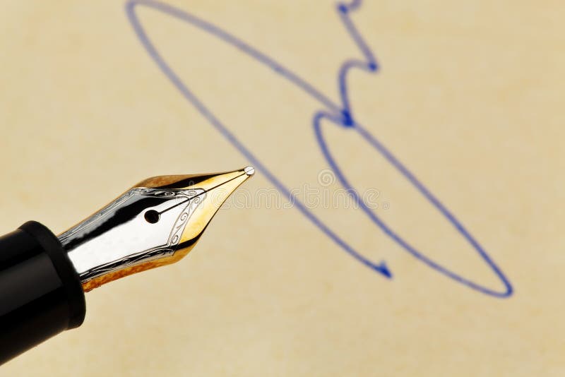 Signature à La Plume Sur Une Lettre Image stock - Image du lettres ...