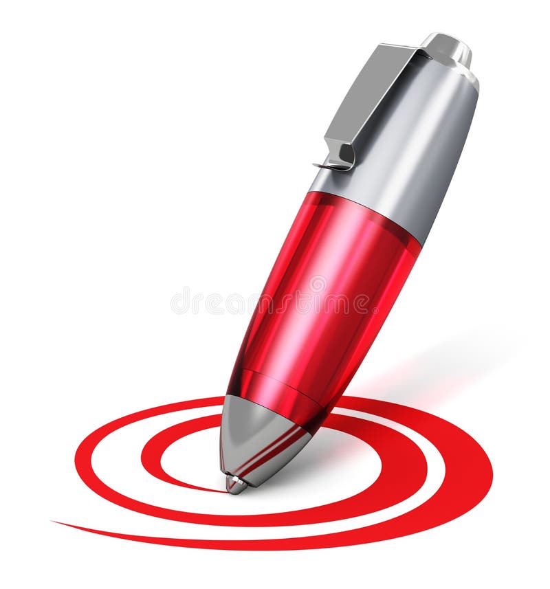 Stylo Rouge Dessinant La Forme Circulaire Illustration Stock ...