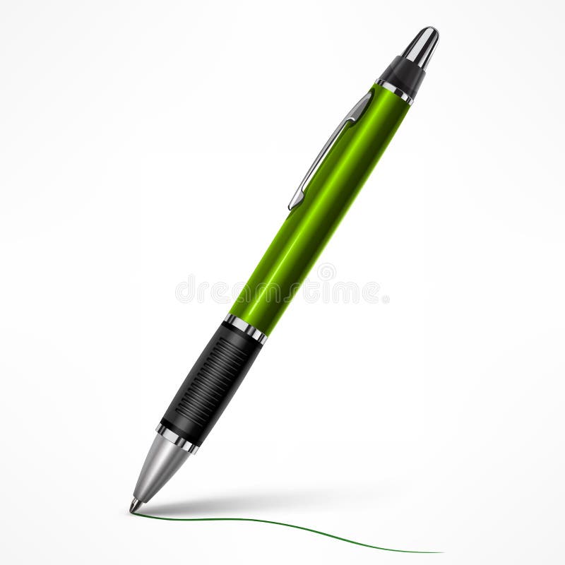 Stylo Vert D'inclinaison Sur Le Blanc Illustration de Vecteur ...