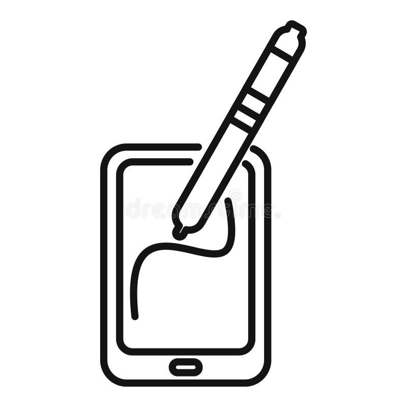 Stylus Pen Drawing Line on Digital Tablet Screen Icon Stock Vector ...