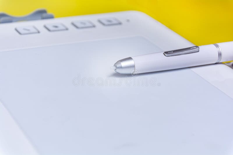 Stylus Pen and Graphic Tablet for Digital Design Work. Close-up of a ...