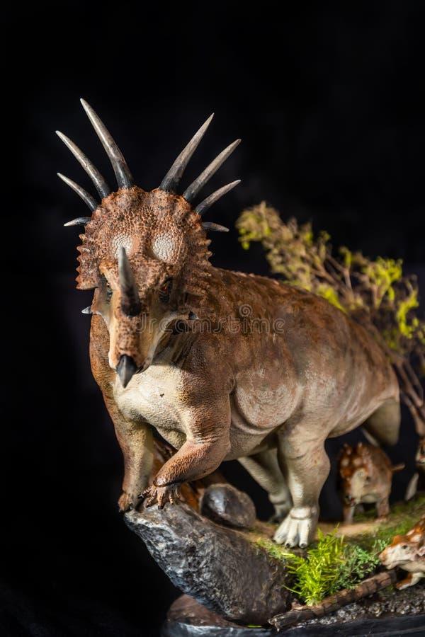 Styracosaurus Dinosaur in the Dark Stock Image - Image of times, horns ...