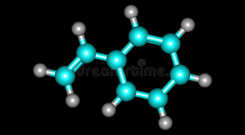 Styrene Molecular Structure Isolated on Black Stock Illustration ...