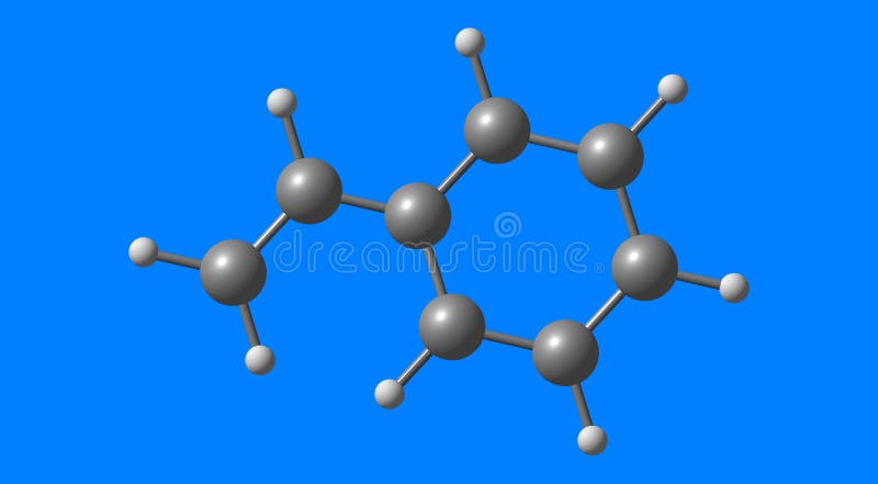 Styrene Molecular Structure Isolated on Blue Stock Illustration ...