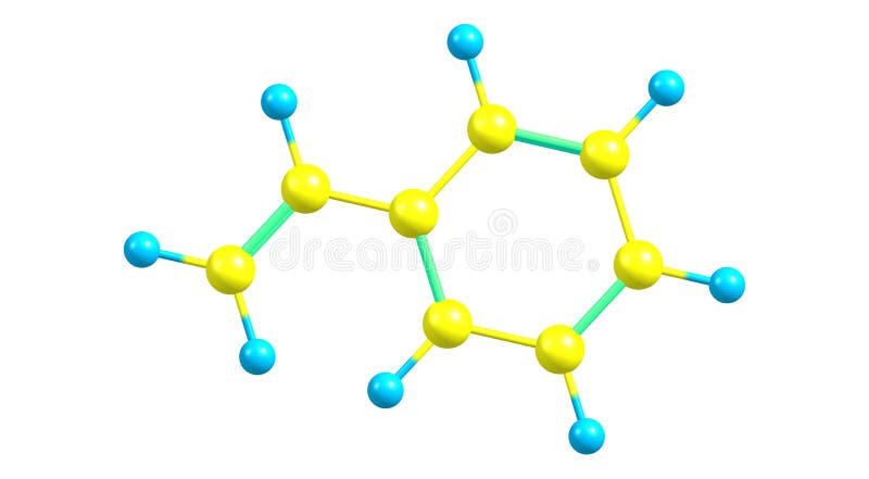 Styrene Molecular Structure Isolated on White Stock Illustration ...