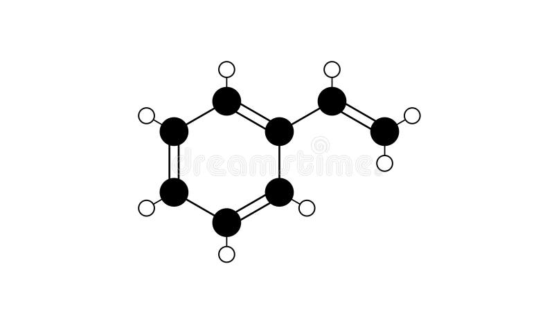 Styrene Molecule, Structural Chemical Formula, Ball-and-stick Model ...