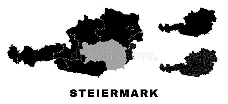 Styria Map, Austrian State. Austria Administrative Provinces, Boroughs ...