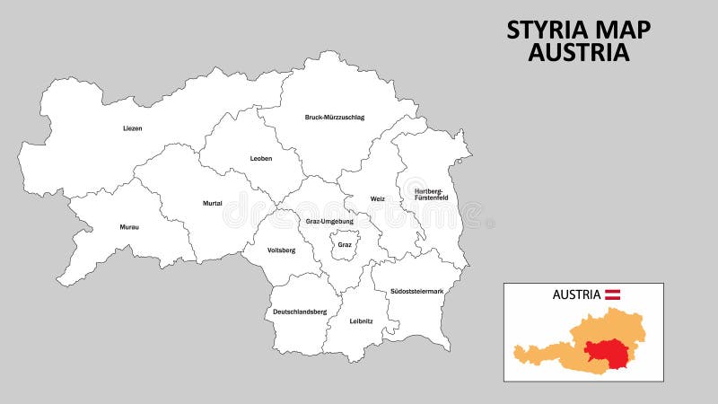 Styria Map. State and District Map of Styria Stock Vector ...