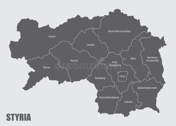 Styria State Administrative Map Stock Vector - Illustration of country ...