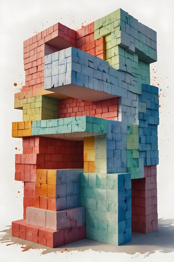 Styrofoam Bricks in a Playful Building Project Stock Illustration ...