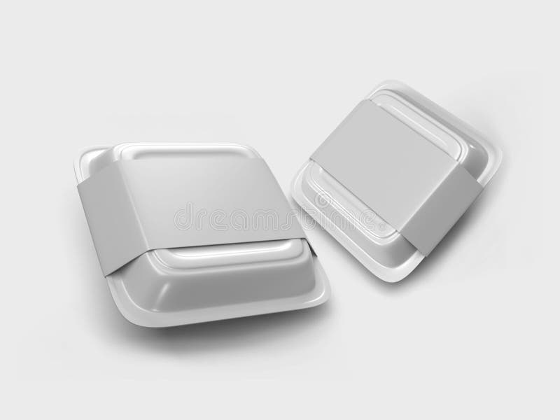 Styrofoam Food Box Packaging 3D Mockup Scene Stock Illustration ...
