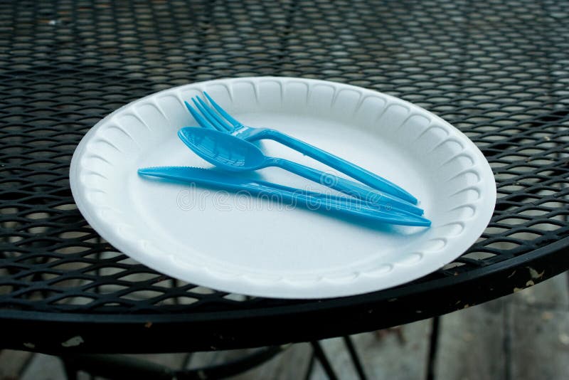 Styrofoam plate stock image. Image of knife, outdoors - 15417103