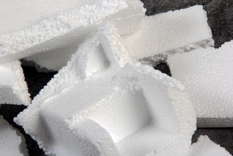 Styrofoam Sheets of Different Shapes on Black Background. Pieces of ...