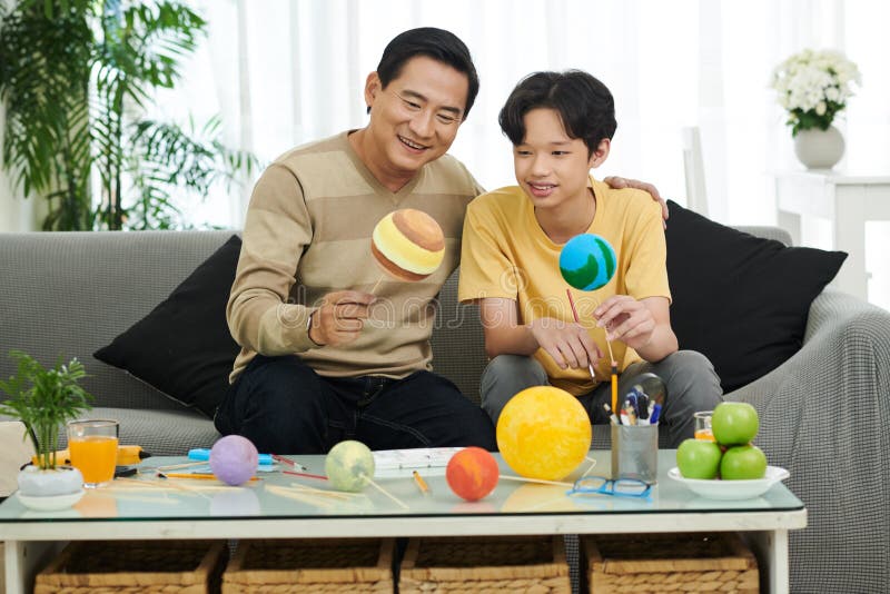 Styrofoam Solar System Making Process Stock Photo - Image of apartment ...