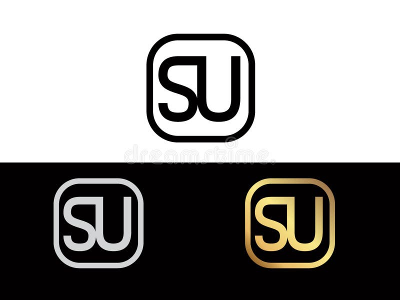 SU Initial Box Shape Gold Color Later Logo Design Stock Vector ...