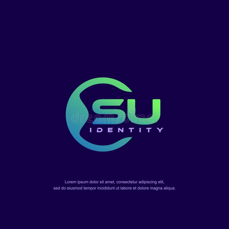 SU Initial Letter Circular Line Logo Template Vector with Gradient ...