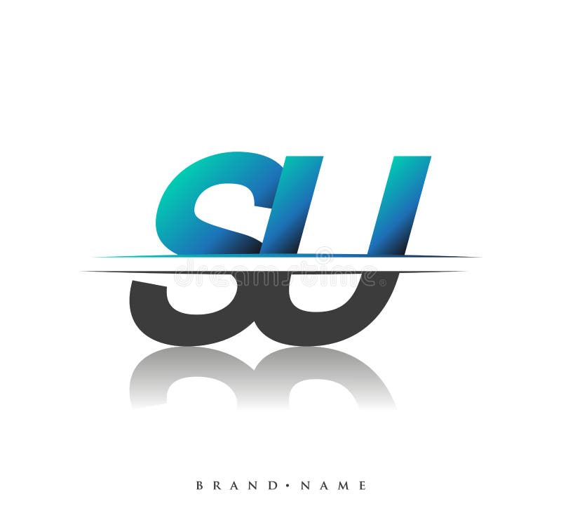 SU Initial Logo Company Name Colored Black and Blue, Simple and Modern ...