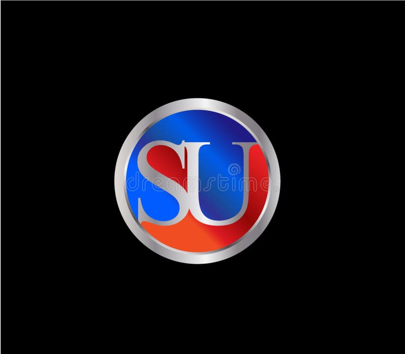 SU Initial Circle Shape Silver Red Blue Color Later Logo Design Stock ...