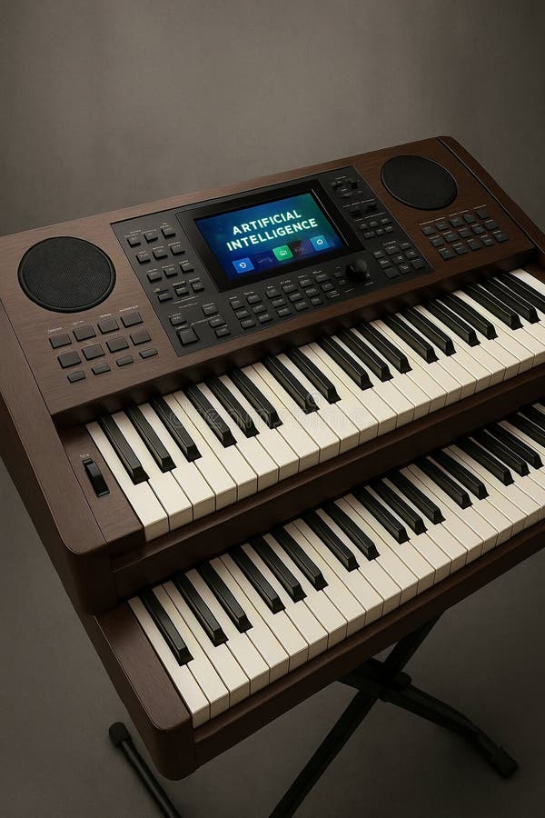 Electronic Keyboard with Two Tiers of Keys, Featuring Black and White ...