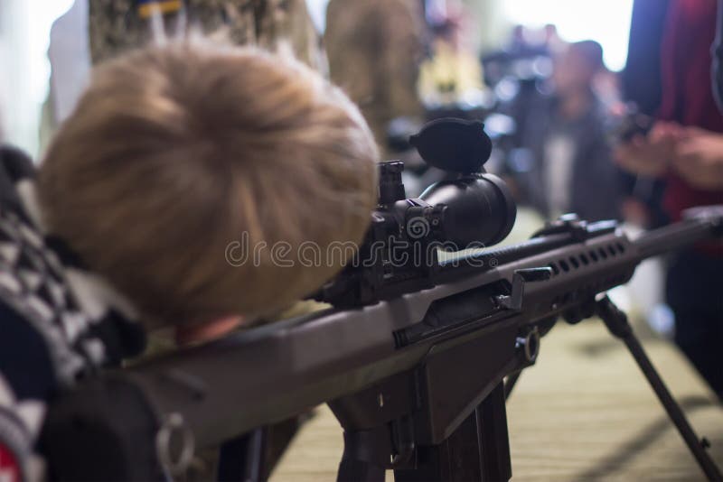 Sub Machine Gun on the Table in the Interior Gunsmith. Editorial ...