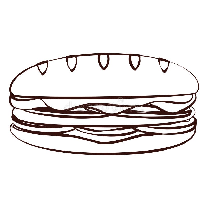 Sub Sandwich Outline Art. Vector Stock Vector - Illustration of deli ...