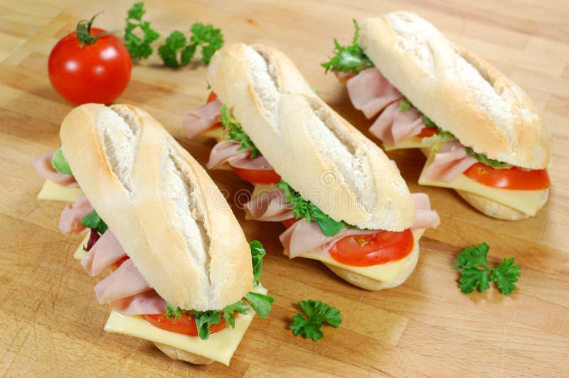 Large Sub Sandwiches Closeup Stock Image - Image of nutrition, tomatoes ...