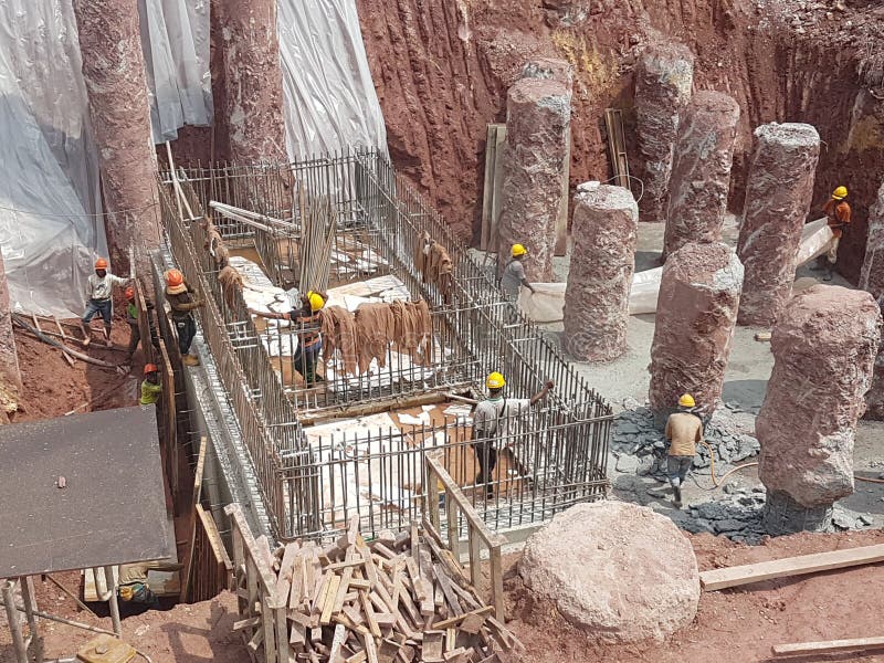 Sub-structure Foundation Works at the Construction Site. Editorial ...