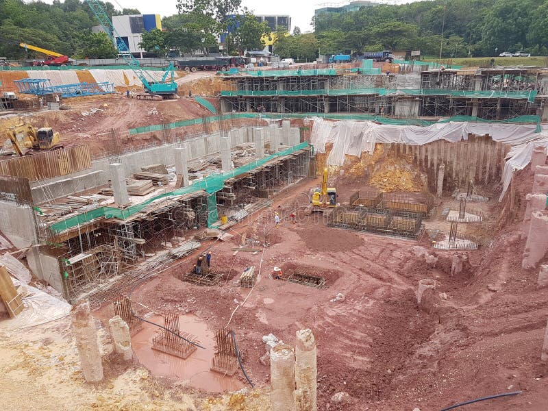 Sub-structure Foundation Works at the Construction Site. Editorial ...