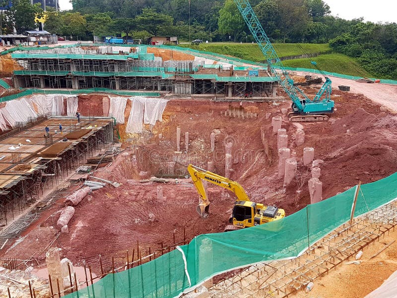 Sub-structure Foundation Works at the Construction Site. Editorial ...