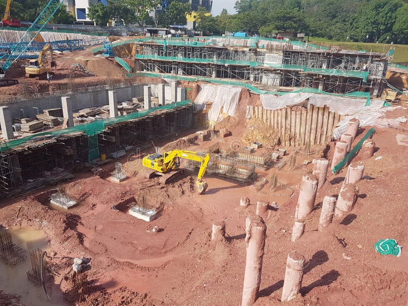 Sub-structure Foundation Works at the Construction Site. Editorial ...