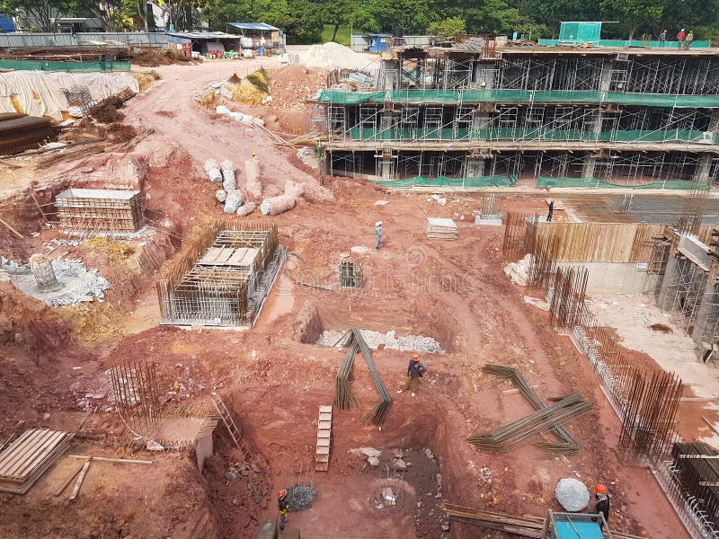 Sub-structure Foundation Works at the Construction Site. Editorial ...