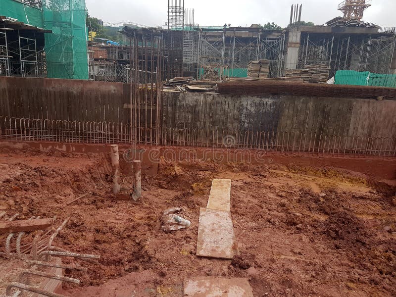 Sub-structure Foundation Works at the Construction Site. Editorial ...