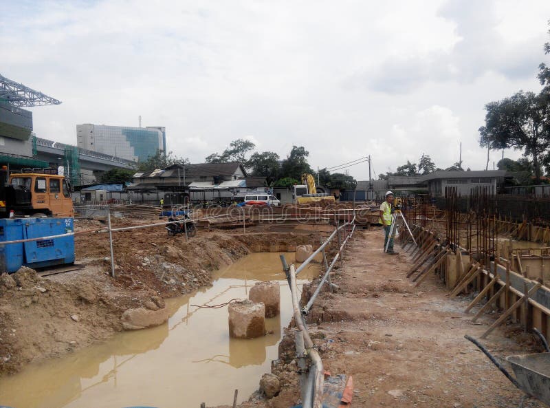 Sub-structure Foundation Works at the Construction Site. Editorial ...